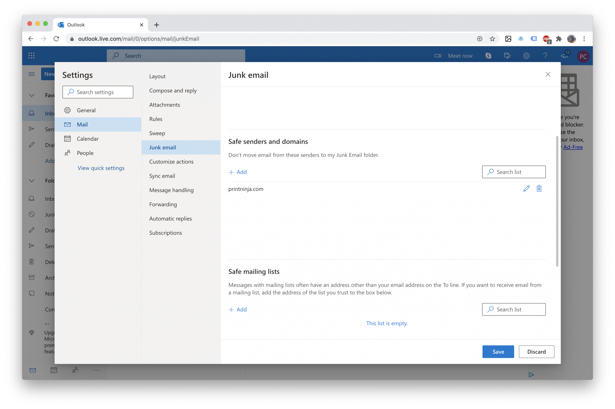 Whitelisting Instructions for Outlook and Hotmail - PrintNinja
